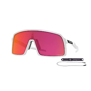 Oakley Sutro OO9406 OO940691 37MM Polished White/Prizm Sapphire Rectangular Sunglasses for Men + BUNDLE with Designer iWear Eyewear Kit