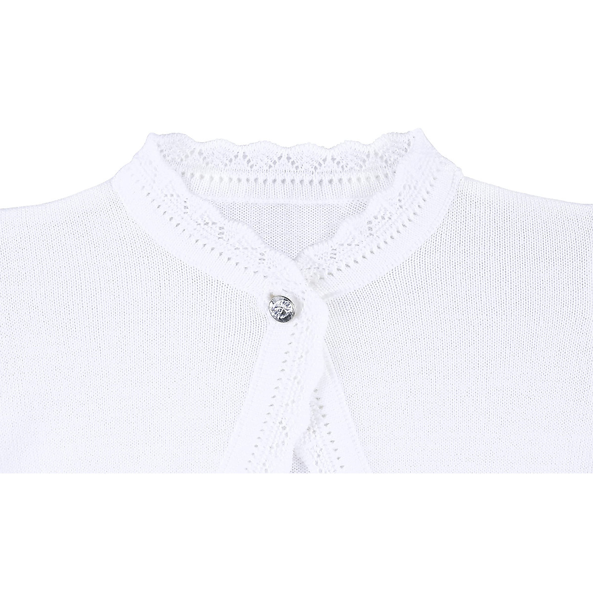 Lilax Baby Girls' Knit Long Sleeve Button Closure Bolero Cardigan Shrug 12-18 Months White