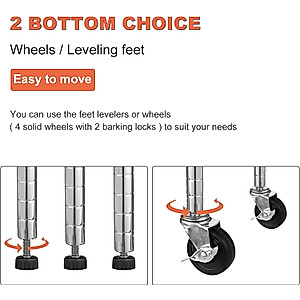 YRLLENSDAN 6-Tier Steel Storage 2100Lbs Capacity Wire Shelving W/Wheels Heavy Duty Metal Shelves Adjustable Steel Shelving Shelving Rack for Kitchens garages,18"x48"x82", Chrome