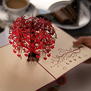 Pop Up Love Tree Card by DEVINE Cards | Happy Wedding Anniversary Card for Wife Husband | Mothers Day Card | 3D Pop Up Birthday Cards for Women Mom Dad Gifts
