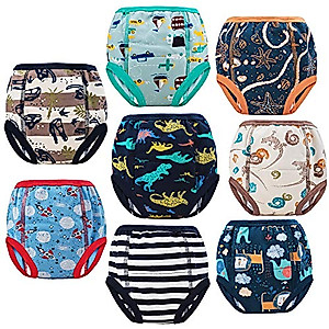 MooMoo Baby 8 Packs Potty Training Pants Cotton Absorbent Training Underwear for Toddler Baby Boy 3T