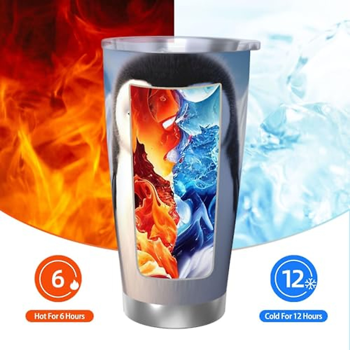 Cute Penguin Tumbler with Lid and Straw 20oz Stainless Steel Car Cup for Hot and Cold Drinks, Double Wall Insulated Travel Coffee Mug Reusable Drink Thermos Cup Birthday Gifts