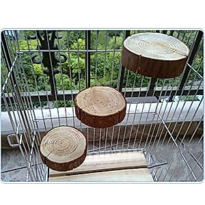 LOVEIFE 3 Pack Bird Perch, Round Wooden Platform Parrot Toys Bird Cage Accessories (Style1)