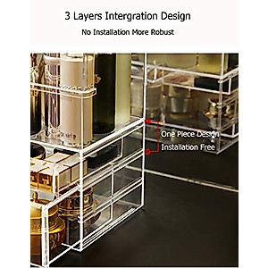 MOOCHI Professional Large Cosmetic Makeup Organizer Dust Water Proof Cosmetics Storage Display Case with Drawers