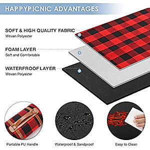 Extra Large 87'' X 67'' Picnic Blanket Waterproof, Portable Picnic Mat, Sandproof Beach Mat, Outdoor Rug for Camping, Red Checkered
