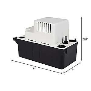 Little Giant VCMA-15ULS 115 Volt, 65 GPH, 1/50 HP Automatic Condensate Removal Pump with Safety Switch, White/Black, 554405
