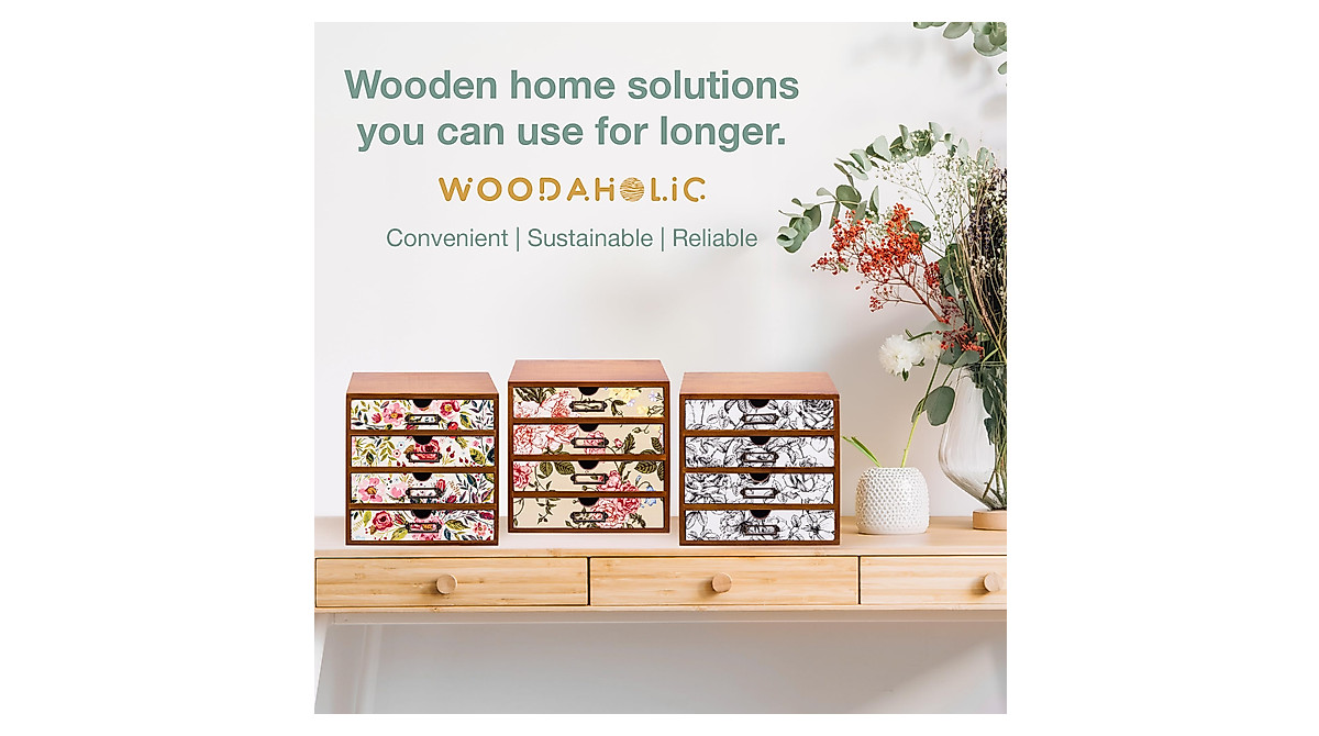 Floral Organizer Set of 3 - Stylish Storage Solution