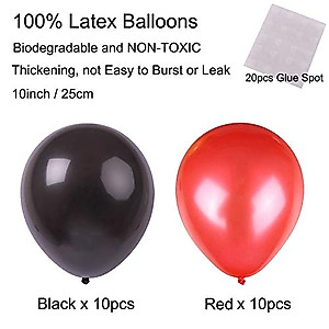 ZERODECO Graduation Decorations, Black and Red Congrats Grad Banner Paper Pompoms Hanging Swirls Graduation Confetti Paper Garland Party Balloons for Grad Party Decoration Supplies