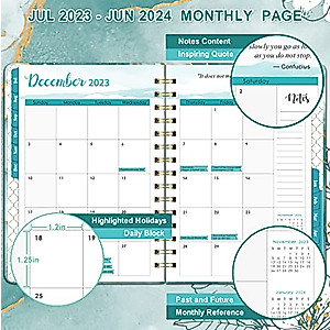 Planner 2023-2024 - July 2023-June 2024, 2023-2024 Academic Weekly & Monthly Planner with Tabs, 6.4" x 8.5", Hardcover with Back Pocket + Thick Paper + Twin-Wire Binding - Green