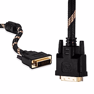 Dvi to Dvi Cable 65Ft,Nylon Braided DVI-D 24+1 Dual Link Male to Male Digital Video Cable Gold Plated with Ferrite Core Support 2560x1600 for Gaming, DVD, Laptop, HDTV and Projector (65Ft/20M)