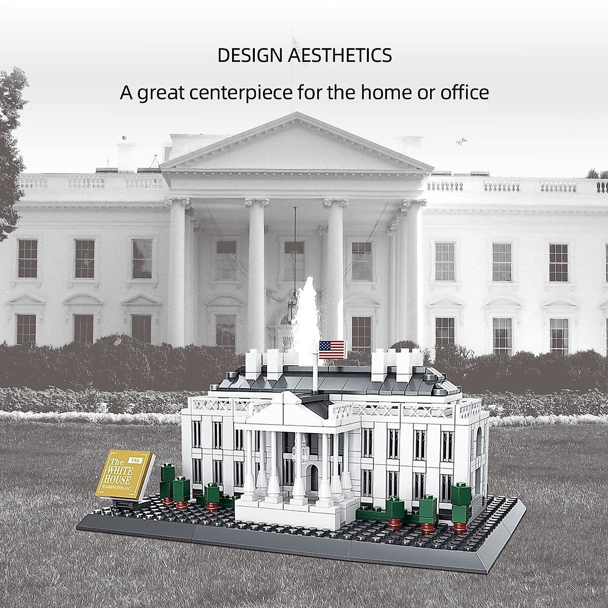 WANGE Building Block Toys The White House Model (770 Pieces) The World's Great Architecture Series Collectible Famous Landmarks Excellent Gift for Teens and Adults