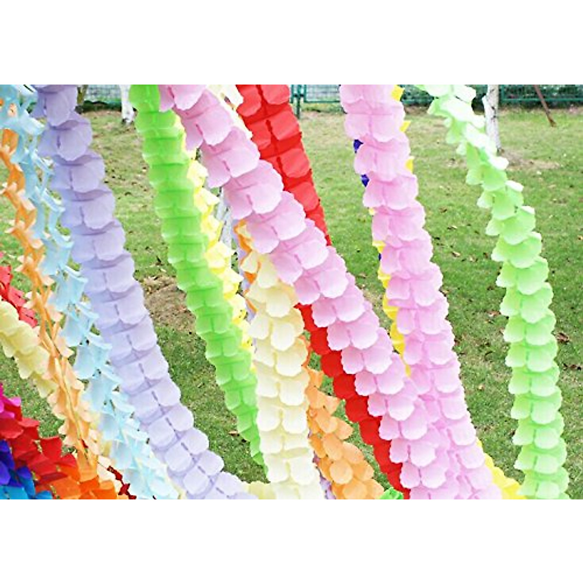 Life Glow Hanging Garland Four-Leaf Tissue Paper Flower Garland Reusable Party Streamers for Party Wedding Decorations, 11.81 Feet/3.6M Each, Pack of 6-Orange