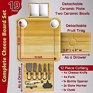 iBambooMart Charcuterie Boards, Extra Large Charcuterie Board Set - Bamboo Cheese Board and Knife Set - House Warming Gifts New Home, Wedding Gifts for Couples