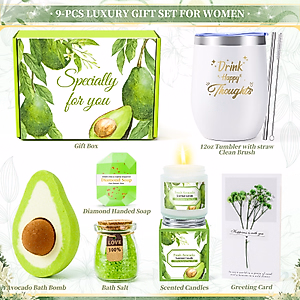 Avocado Care Package For Women, Self Care Gifts for Women, Avocado Themed Birthday Gift Baskets for Women Get Well Soon Gift Thinking of You Gifts Female Friendship Gifts Care Gifts