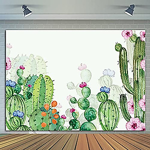 Watercolor Cactus Photography Backdrop Cactus Floral Birthday Photo Studio Background Vinyl 5x3ft Fiesta Cactus Themed Baby Shower Banner