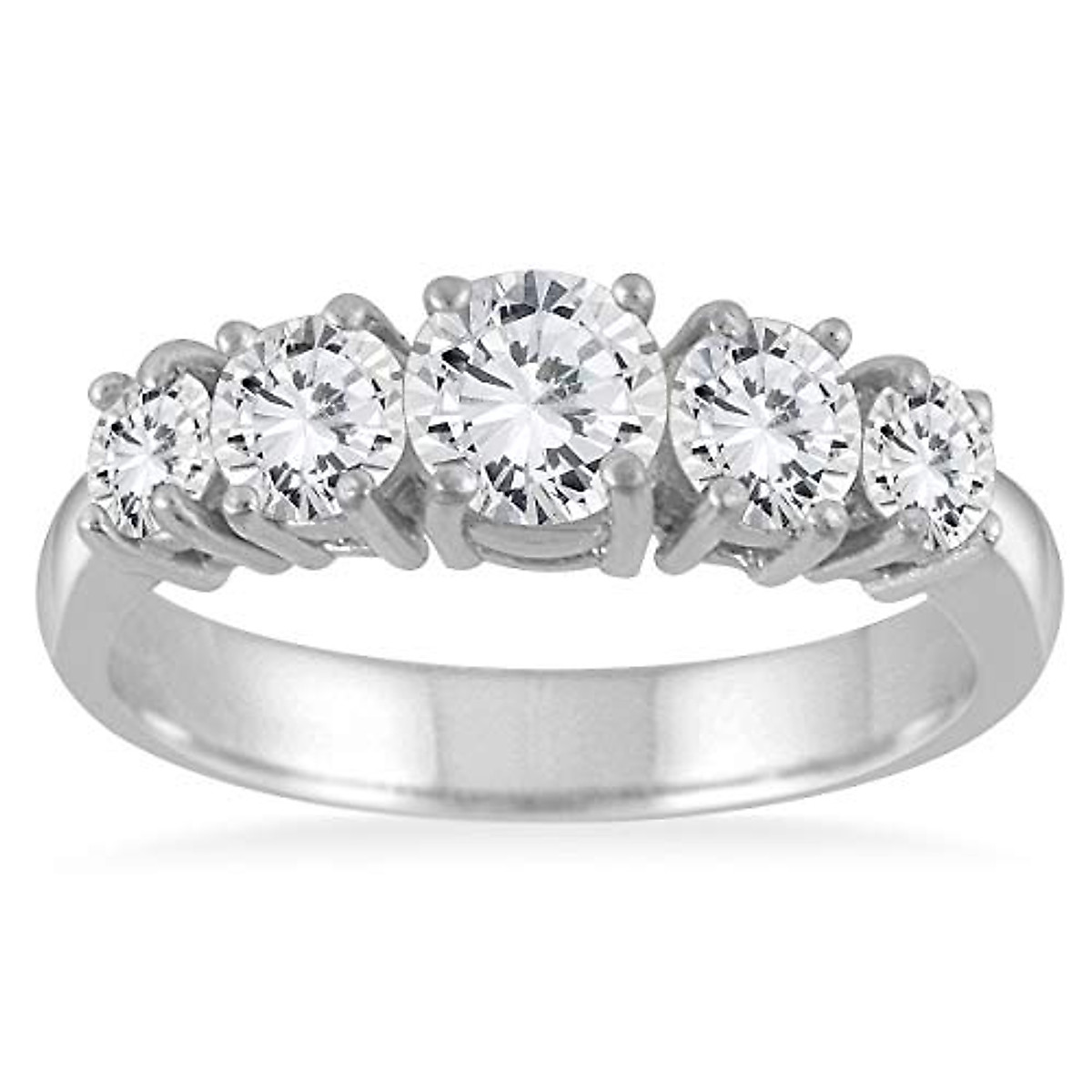 AGS Certified 1 1/4 Carat TW 5 Stone White Diamond Ring in 14K White Gold