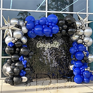 150pcs Royal Blue Balloons Different Sizes Pack, 18 12 10 5 Inch Party Balloon Garland Arch Kit Birthday Baby Shower Graduation Baseball Nautical Party Decorations(With 2 Ribbons)
