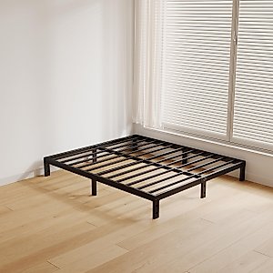 AMOBRO Low Profile Bed Frame - Heavy Duty Metal Full Bed Frame in Matte Black, 7-Inch Heavy Duty Platform with Steel Slats, Easy Assembly, Noise-Free, Non-Slip, No Box Spring Needed