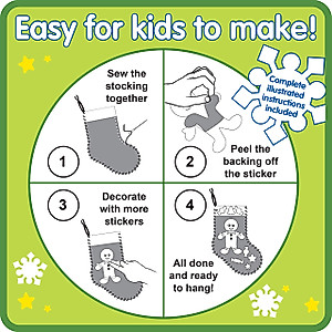 READY 2 LEARN Christmas Crafts - Create Your Own Christmas Stockings - Set of 4 - Christmas Decorations for Home - All Materials Included