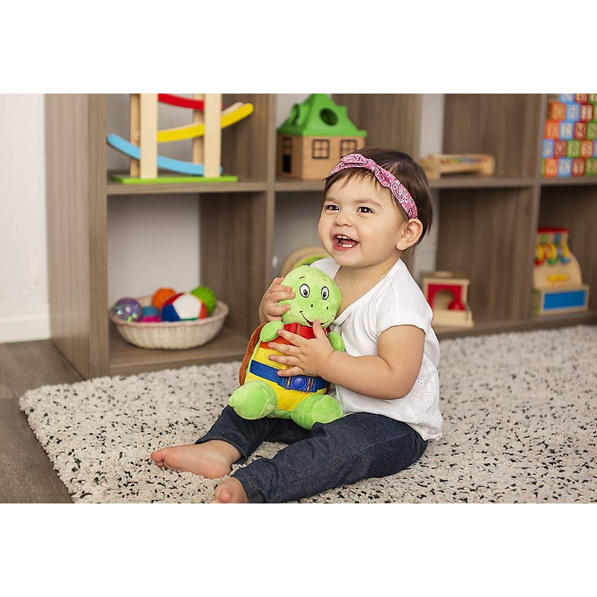 Buckle Toys - Bucky Turtle - Toddler Learning Activity - Develop Motor Skills and Problem Solving - Counting and Color Recognition - Sensory Stuffed Animal Travel Toy