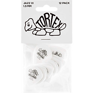 Dunlop Tortex 1.50mm Jazz III 12 Pack White