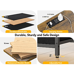 Black Dresser for Bedroom, 53" Dresser TV Stand with LED Light and Power Outlets, 7 Drawers Dressers, Fabric Chest of Drawers with Open Shelf, Large Dressers for Bedroom, Living Room