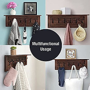 KIBAGA Decorative Coat Rack for Wall Mount - Large Hanger with Shelf and 6 Hooks to Simplify Your Home