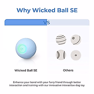 Cheerble Intelligent Toy Ball with [3 Interactive Modes], LED Lights, Wicked Ball SE, Made of Natural Rubber, Active Rolling Ball for Dog/Puppy/Small/Medium Dogs and Cats, DC Rechargeable