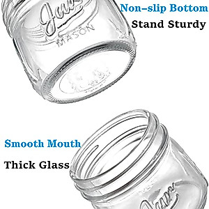 Lyellfe 12 Pack Wide Mouth Mason Jar, 16 Oz Glass Canning Jars with Airtight Lids, Food Safe Jam Jar, Mason Spice Jar for Honey, Jelly, Wedding Favors, Lead-free,Dishwasher Safe