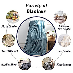 Flannel Fleece Blanket Lightweight Throw Blankets for Couch, Bed, Sofa, Super Soft Cozy Microfiber Blanket 310GSM Luxury Blanket(Blue, 90"x108")