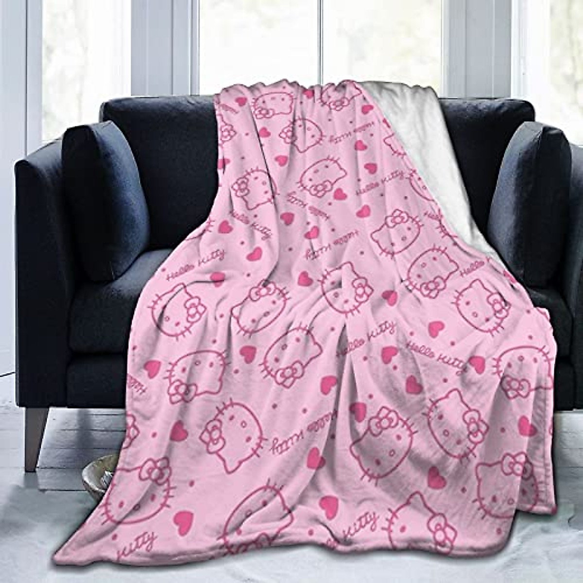 Kitty Cat Blanket Flannel Manga Soft Cozy Spider Throw Blanket for Couch Bed&Sofa 50"x40"