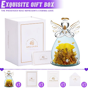 ANLUNOB Romantic Gifts for Grandmother from Granddaughter Angels Décor Mothers Day Preserved Real Flowers Christian Gifts Memorial Gifts Mother in Law
