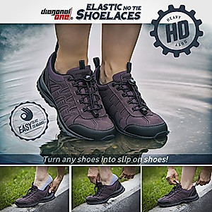 DIAGONAL ONE 2 Pairs Elastic Shoe Laces, No Tie Shoelaces Adults, No Tie Shoe Laces for Kids, Lock Laces, Shoe Laces for Sneakers No Tie (Black)