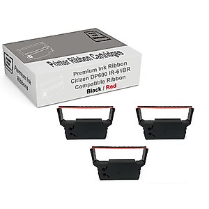 MARS POS Ribbons Compatible with Citizen DP600 IR61BR Ribbon (Red Black, 3 Pack)