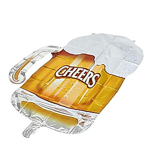 BinaryABC Beer Mug Cheers Foil Balloons,Valentine Wedding Birthday Party Decorations,2Pcs