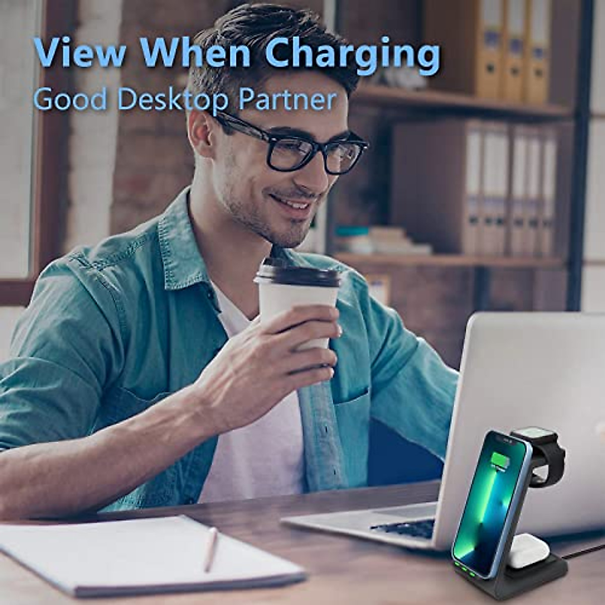 Wireless Charging Station,3 in 1 Fast Charging Station,Wireless Charger Stand for iPhone 14/13/12/11 Pro Max/X/Xs Max/8/8 Plus, AirPods 3/2/pro, iWatch Series 7/6/5/SE/4/3/2 (Black)