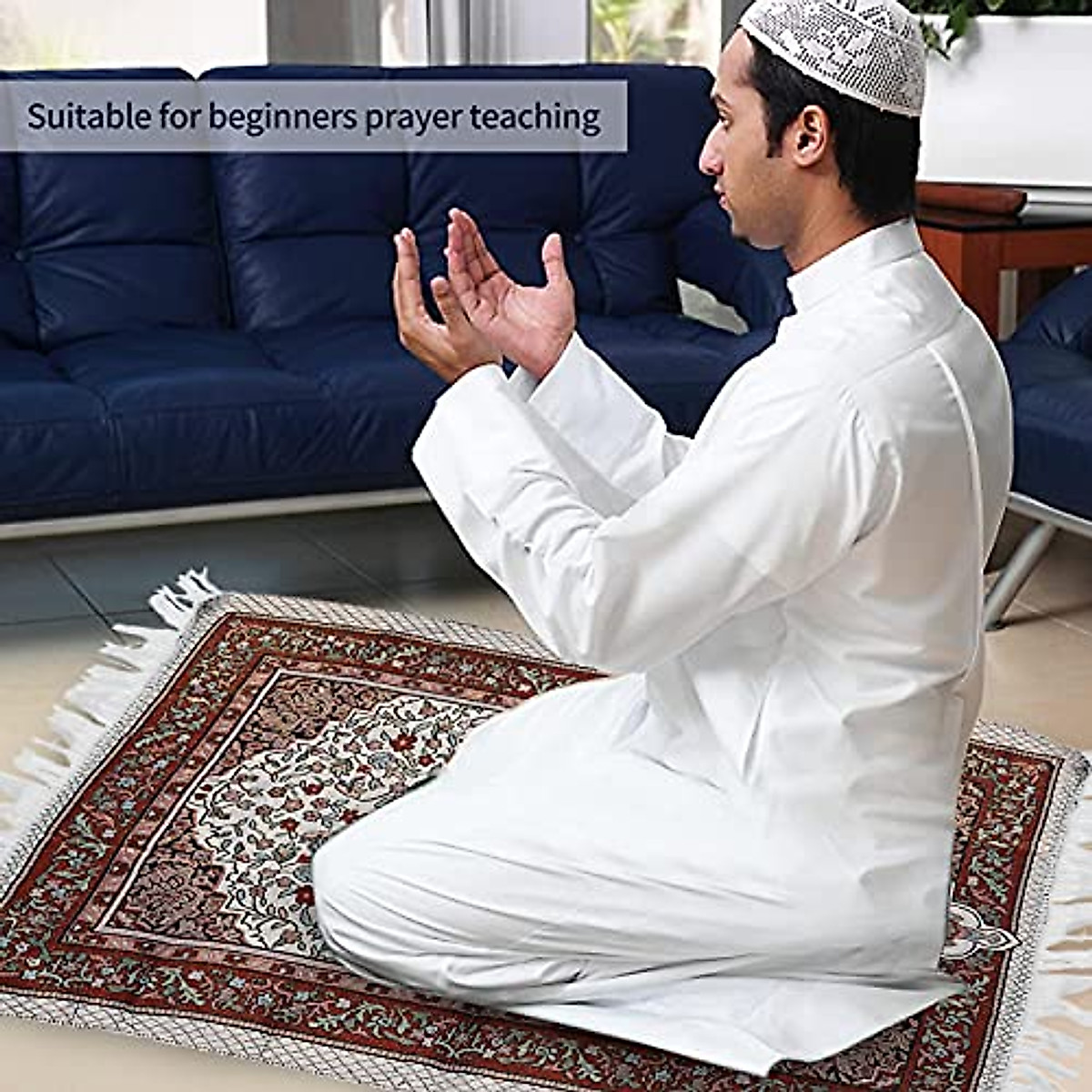 Tnfeeon Muslim Prayer Mat with a Cloth Bag Pilgrimage Carpet Muslim Praying Rug for Pilgri Thick Cotton