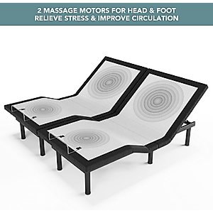 cebihy Adjustable Bed Frame, Adjustable Bed Base Split King for Stress Management, Zero Gravity Base, Head and Foot Incline with 3-Speed Massage, Anti-Snore, and Memory Pre-Sets(2pcs)