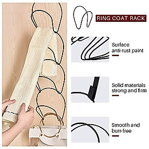 Hat Rack Caps Rack Holder,10 Rings Hat Organizer Cap Holder Organizer (Door Hooks and Sticky Hooks Include),Door/Wall/Clothes Rod Hanger Storage Hat Organizer for Baseball, Caps, Towel (round, black)