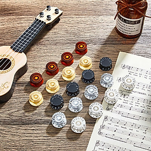 Nuanchu 20 Pieces Electric Guitar Knobs Top Hat Volume Tone Control Knobs Turning Guitar Knobs Speed Control Knob Vintage Pedal Control Knobs for Guitar Bass Instrument Parts Replacement, 5 Colors