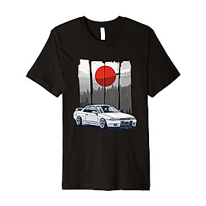 JDM Skyline R32 Car Tuning Japan Rising Sun Drift Premium T-Shirt