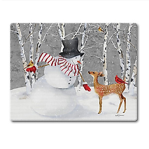 CounterArt Snow Day 3mm Heat Tolerant Tempered Glass Cutting Board 10” x 8” Manufactured in the USA Dishwasher Safe