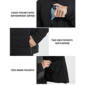 Lesmart Mens Down Jacket Hooded Puffer Jacket Lightweight Water-Resistant Winter Down Coat Black M