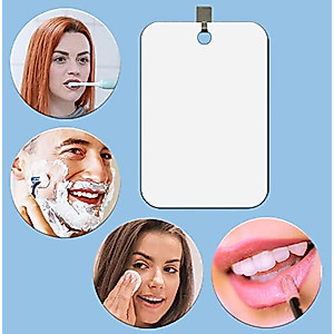 Shower Mirror Shaving Mirror Acrylic Mirror Small Mirror Travel Makeup Mirrors Bathroom Mirror Wall Hanging Plastic Mirror for Women Men 11" x 7.48" with 1 Adhesive Hooks