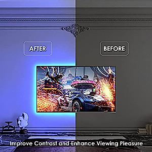 BestLuz TV LED Backlight, 16.4ft LED Lights for TV 60 65 70 75 80 inches, USB Powered RGB Color with Remote Control, Bias Tap Lighting for Bedroom and Living Room