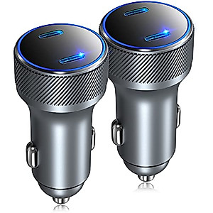 USB C Car Charger 40W, OKRAY 2-Pack Dual Port PD 3.0 Fast Charging USB Type C Car Charger Cigarette Lighter Adapter with LED Compatible with iPhone 14/13/12/11/iPad, Galaxy S22 S21 Note 20 10 (Grey)
