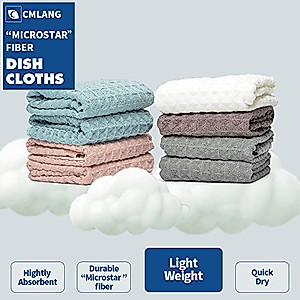 CMLANG Dish Cloth for Drying Dishes, Towels Kitchen Drying, Cloths 12×12, Towels, Original Microstar Fiber 6 Pack White3+Darkgrey3, White3pack+grey3pack