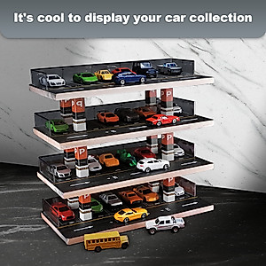 Harilla 1/64 Wooden Parking Lot Models Miniatures Car Garage Parking Lot Accessories Home Decor Collection Gifts