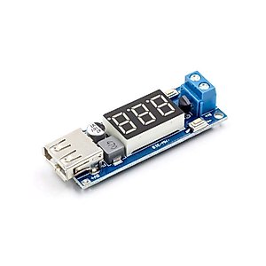 DAOKI 2 Pack DC-DC Buck Voltage Converter 6.5-40V to 5V 2A Step-Down USB Output Voltmeter Module Low Power Transformer with LED Display, 24AWG Wire