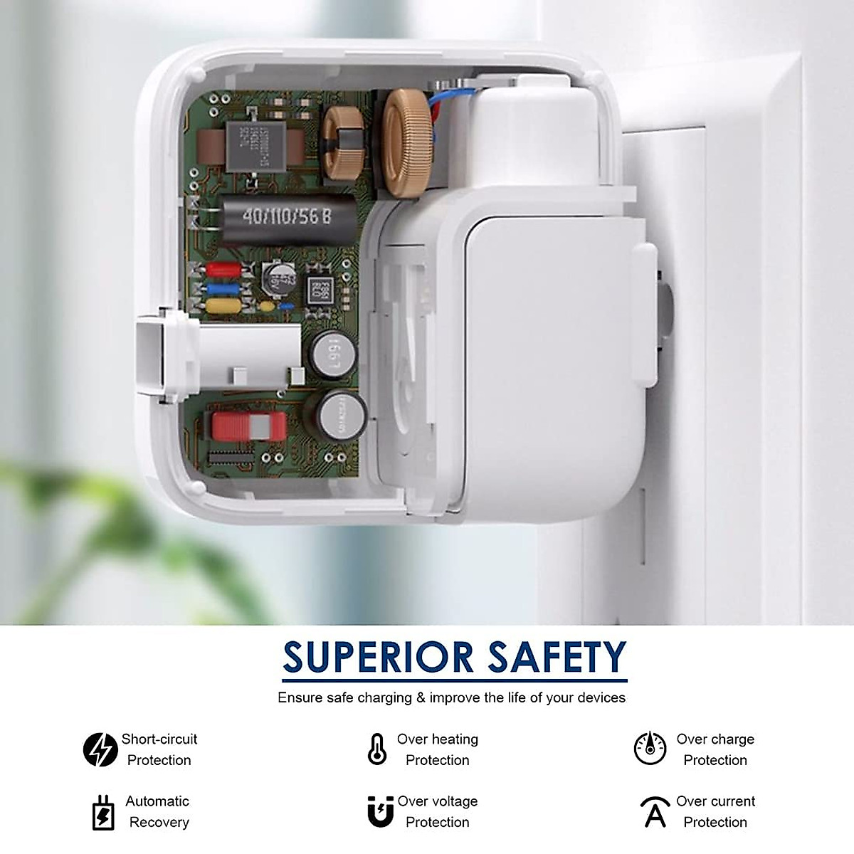 iPad Charger iPhone Charger, 12W USB Power Adapter Foldable Portable Travel Plug with 2Pack MFi Certified 6FT iPad Charging Cord Cable for iPad 4/5/6/7/8/9, iPad Mini 1/2/3/4/5, iPad Air 1/2/3, iPhone